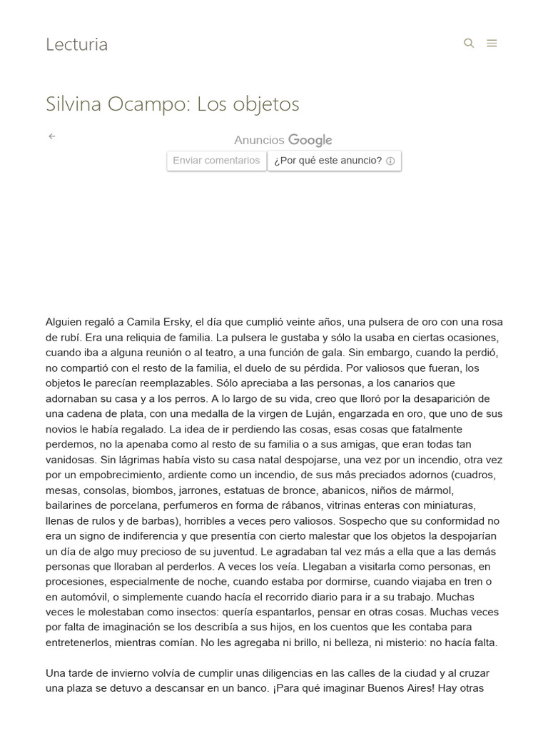 Silvina Ocampo - Los Objetos | PDF