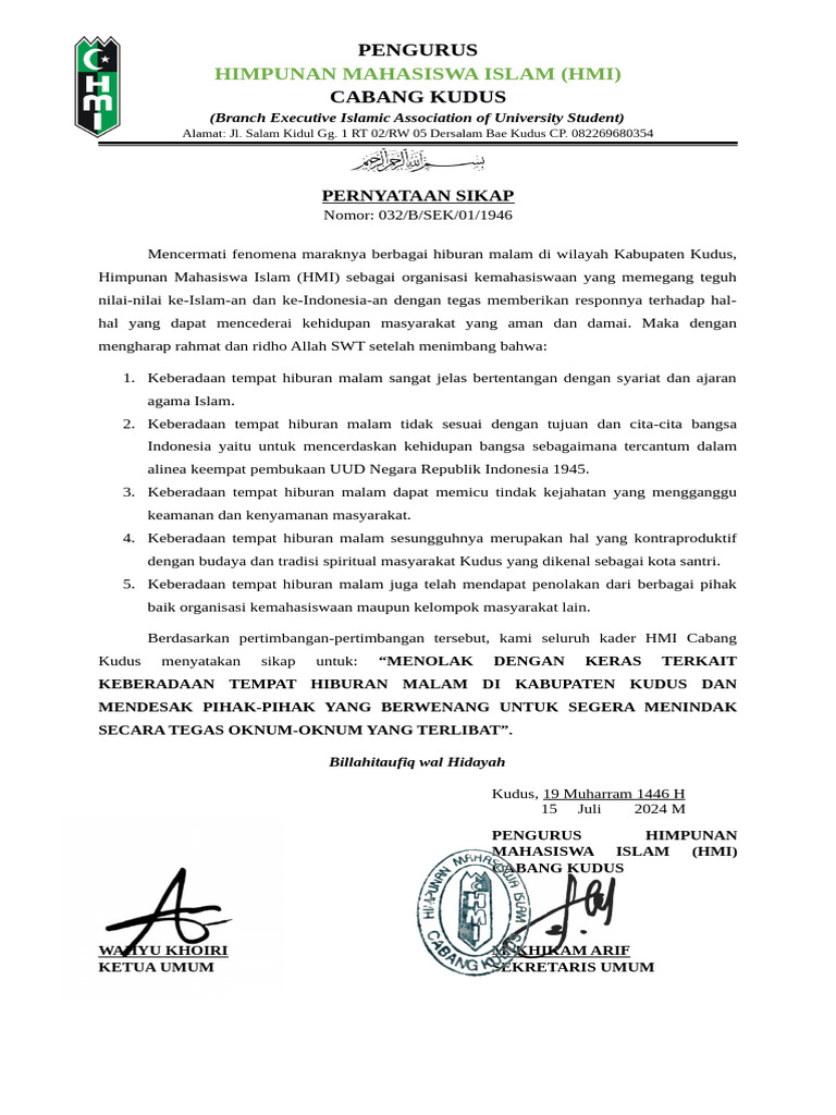 Pernyataan Sikap Hmi | PDF