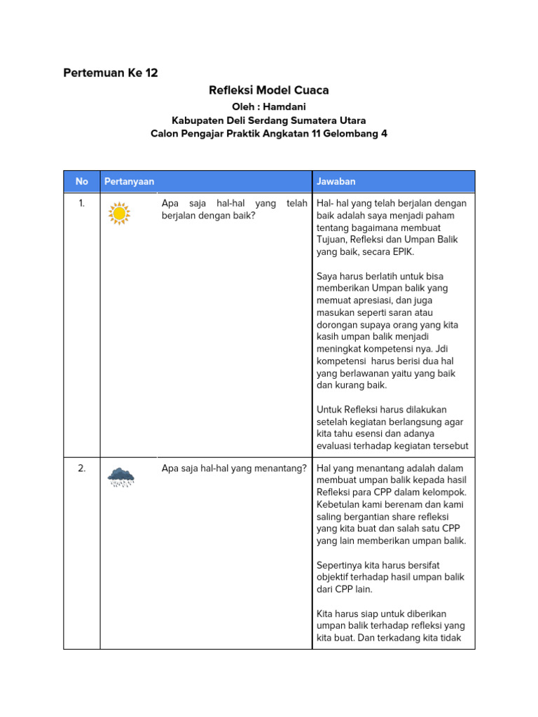 Refleksi Model Cuaca | PDF