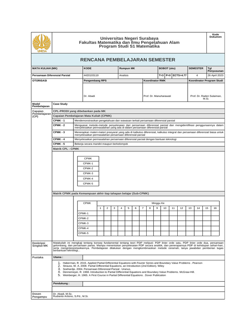 RPS Persamaan Diferensial Parsial | PDF