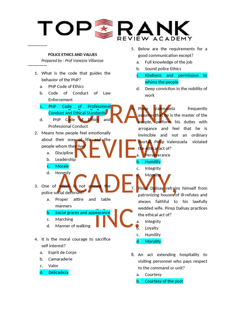 Ethics and Values Ans Keys | PDF