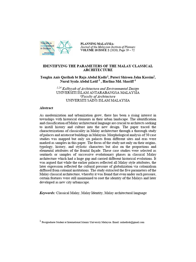 Identifying The Parameters of The Malay Classical | PDF