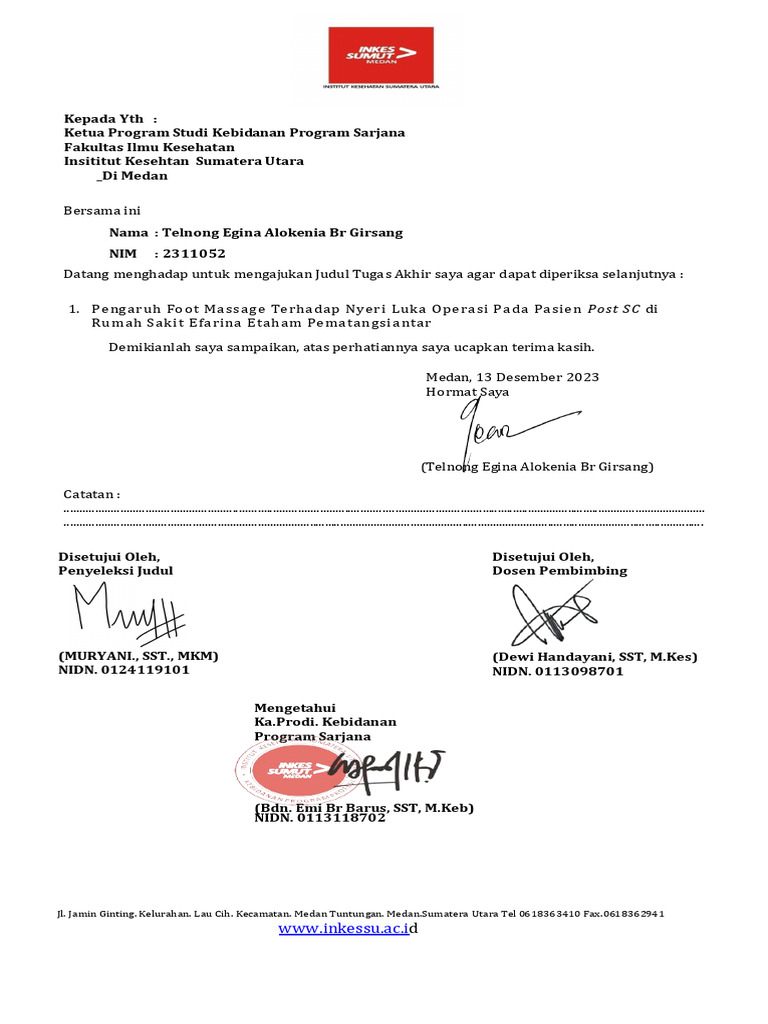 Format Pengajuan Judul Tugas Akhir | PDF