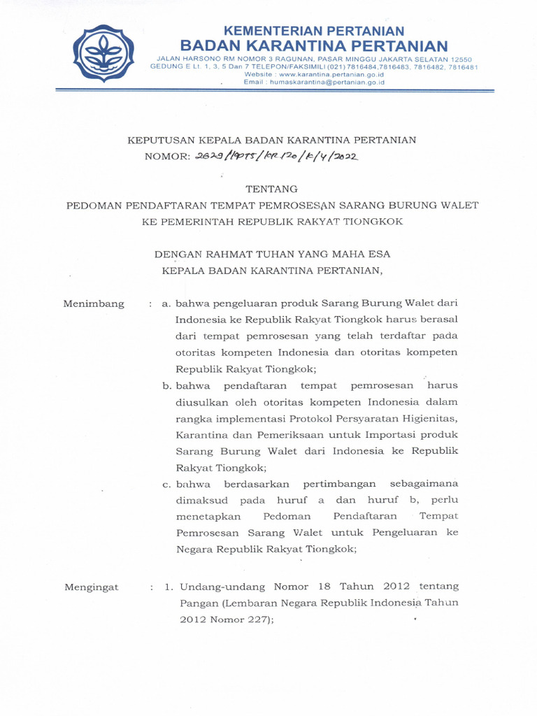 Barantan Untuk Ke China | PDF