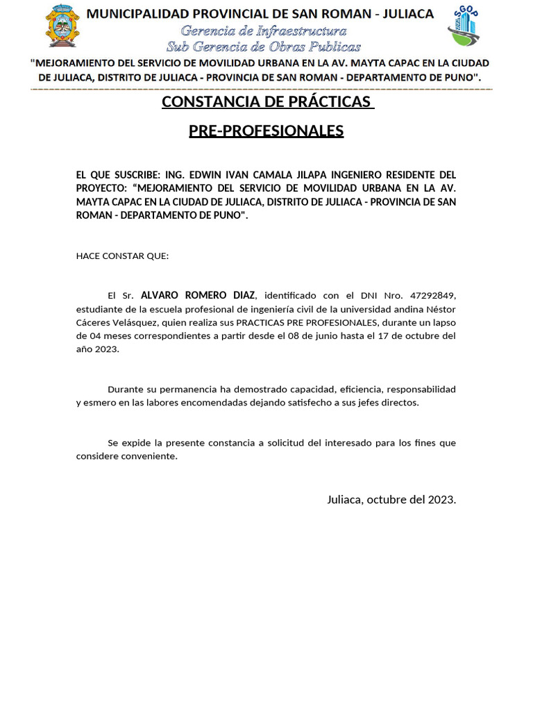 Constancia de Prácticas | PDF