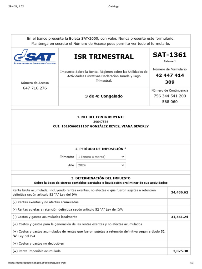 Isr Trimestral SAT-1361 | PDF