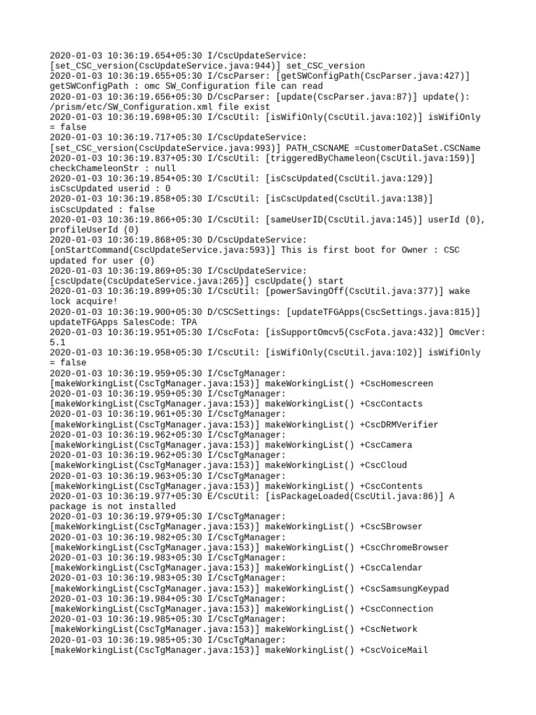 CSC Update Log | PDF