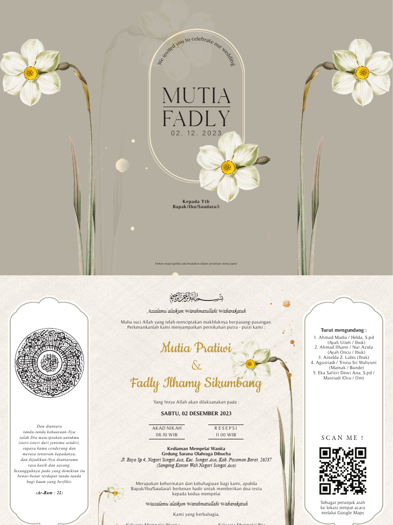 Contoh Undangan Nikah Mutia Fadly | PDF