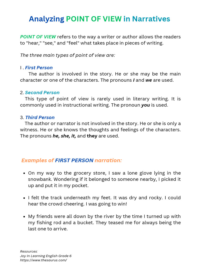 Understanding Narrative Perspectives | PDF | Narration | Pride And ...