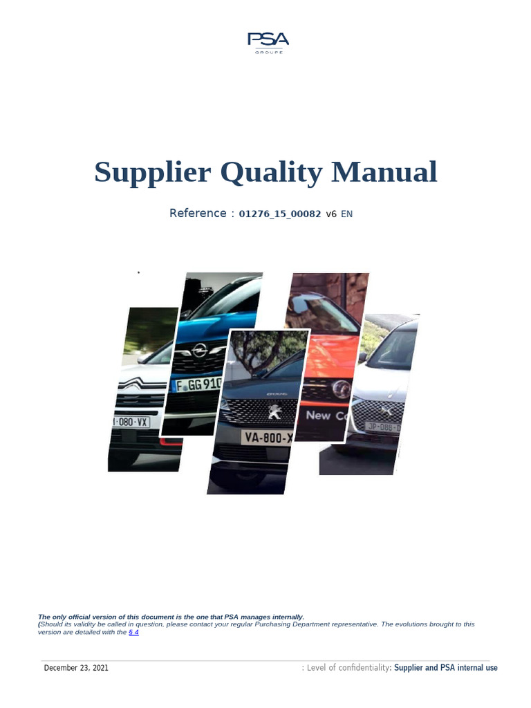 10 Supplier Quality Manual - v6 - EN - Dec - 2021 | PDF