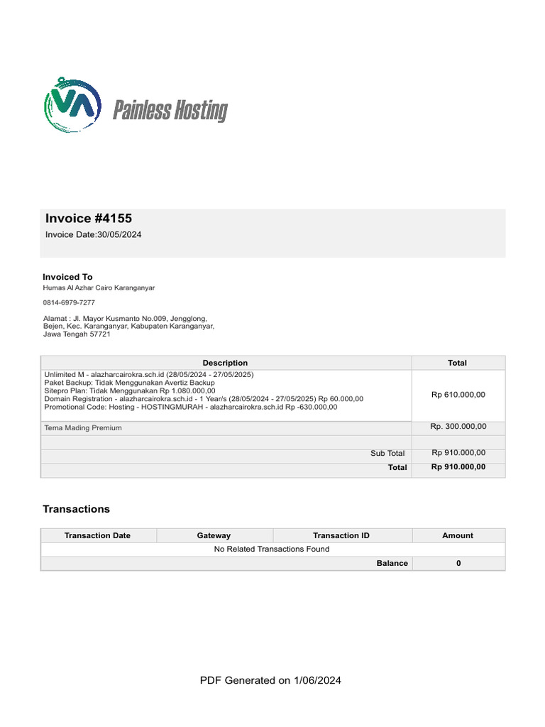 Contoh Invoice Jasa | PDF