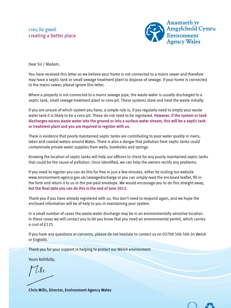 FINAL Septic Tank Letter | PDF