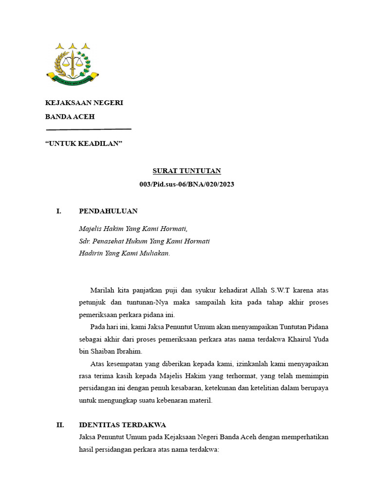 Surat Tuntutan Pidana 5 | PDF