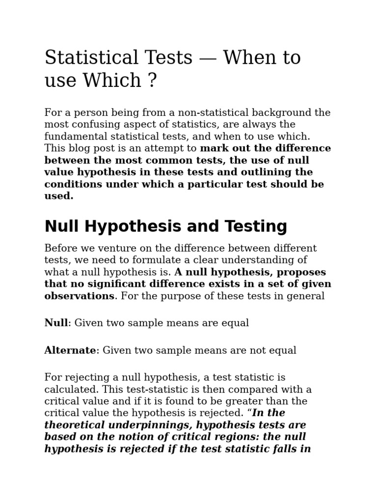 Statistical Tests | PDF | Statistical Hypothesis Testing | Self-Improvement