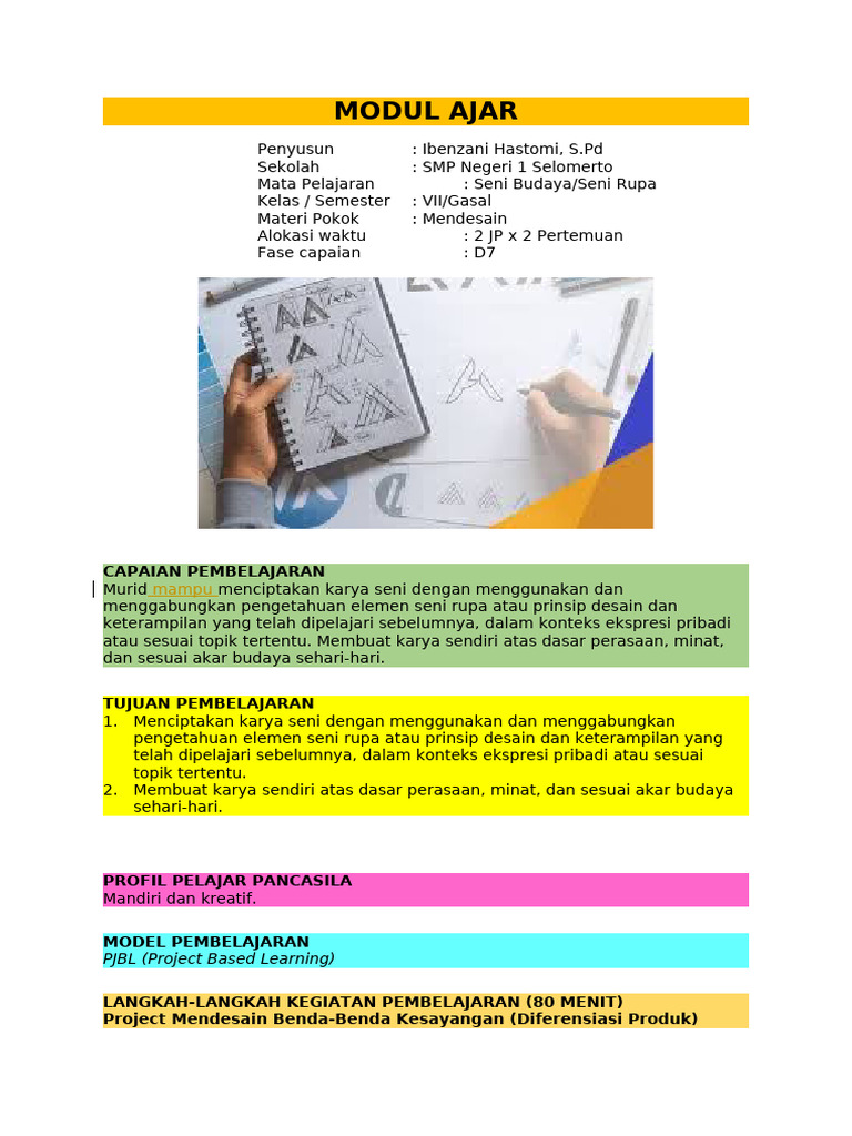 MODUL AJAR Project Based Learning Mendesain | PDF
