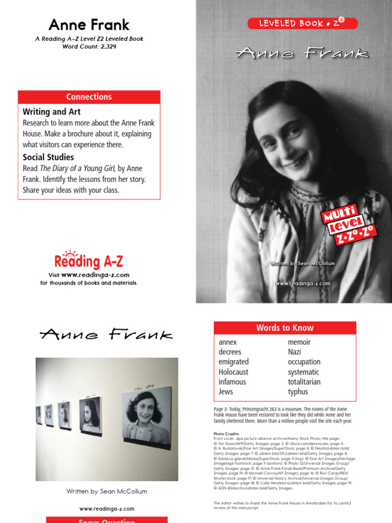 A-Z Reading. Anne Frank. Level Z2 PDF | PDF | Anne Frank | Nazi Germany