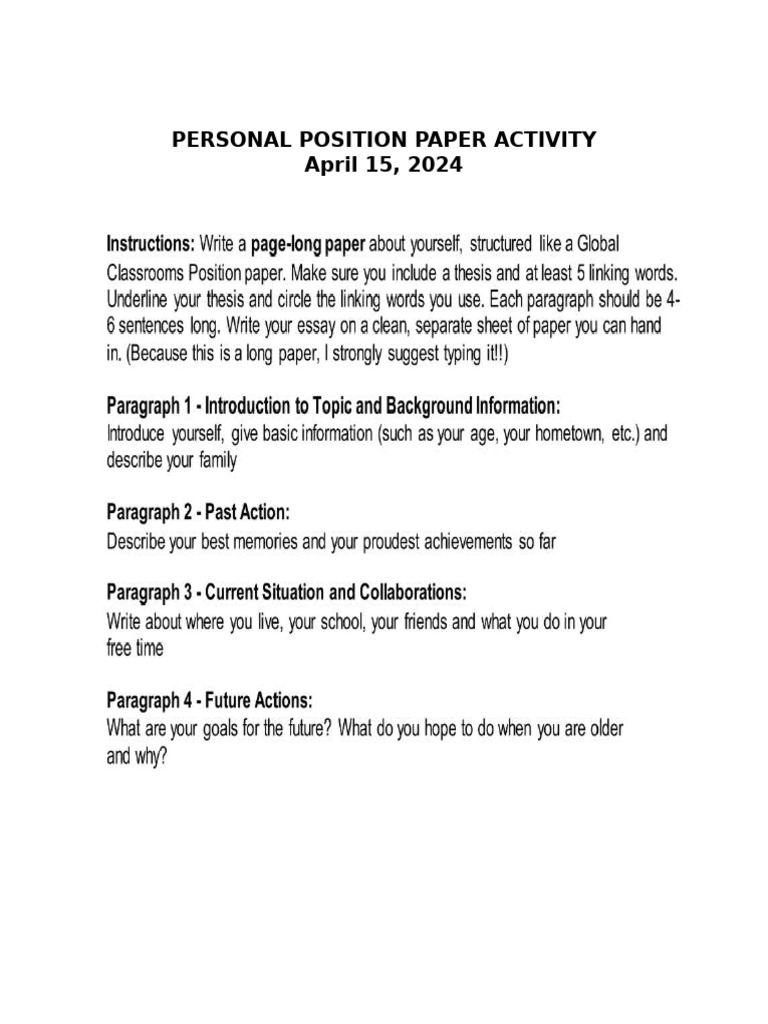 Personal Position Paper | PDF Personal Position Paper | PDF