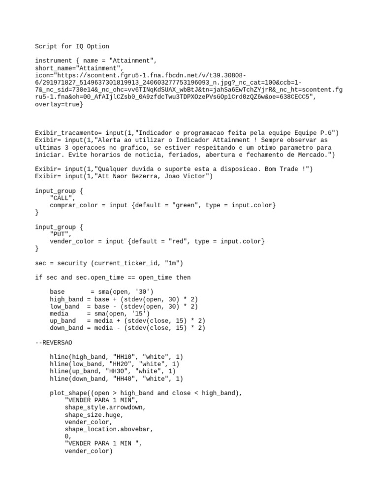 Script for IQ Option Attainment | PDF