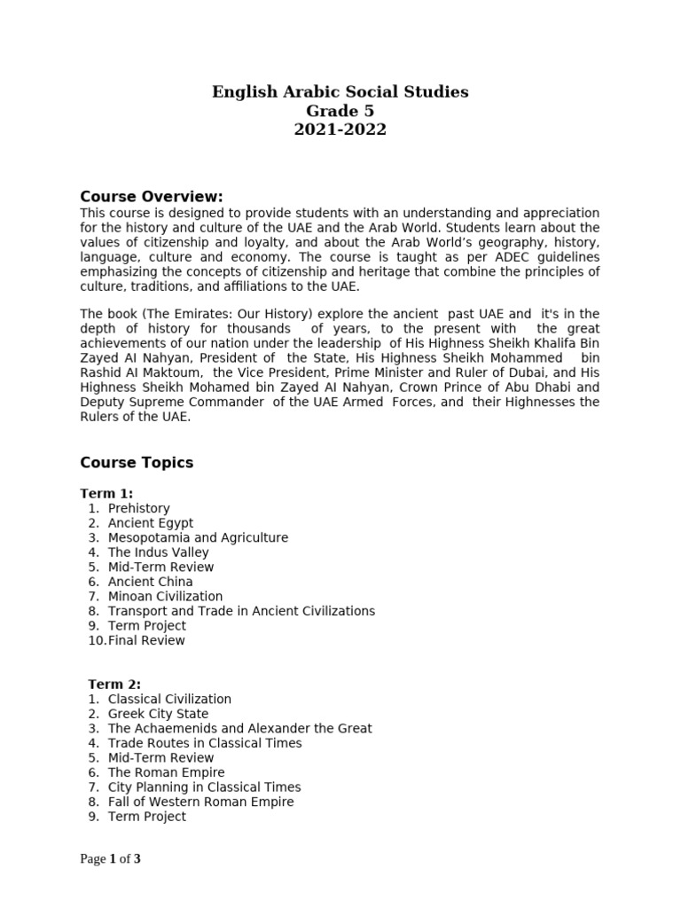 Course Guidelines - EASS - Grade 5 - AIS - 2021-2022 | PDF