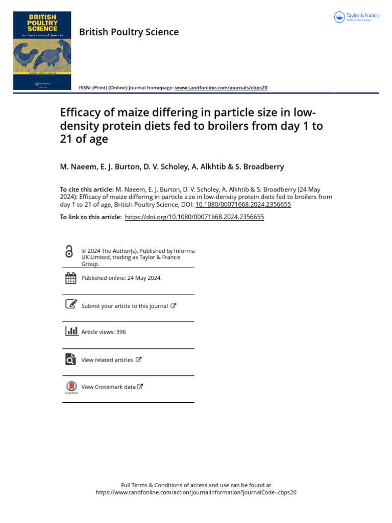 Efficacy of Maize Differing in Particle Size in Low-Density Protein ...