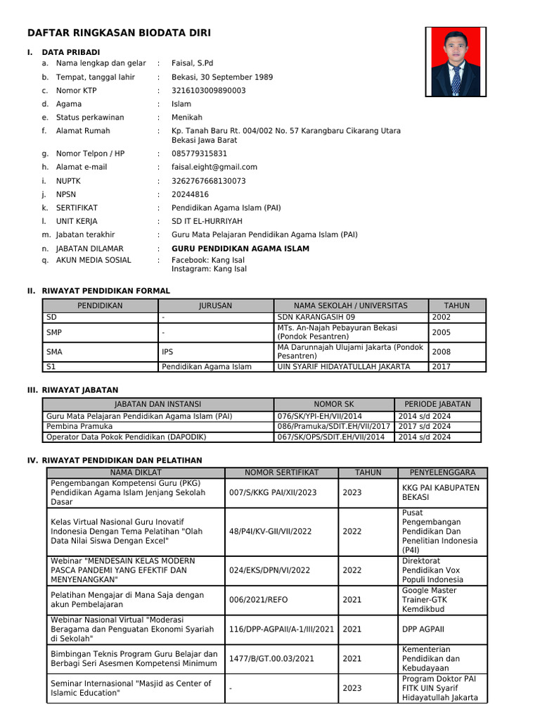 Data Rinci Pendaftaran Calon Guru Tetap CLC | PDF
