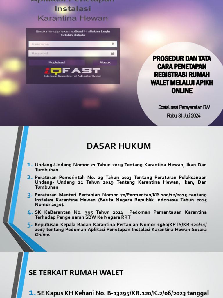 Prosedur Dan Tatacara Reg RBW - Sosialisasi APIKH 2024 | PDF