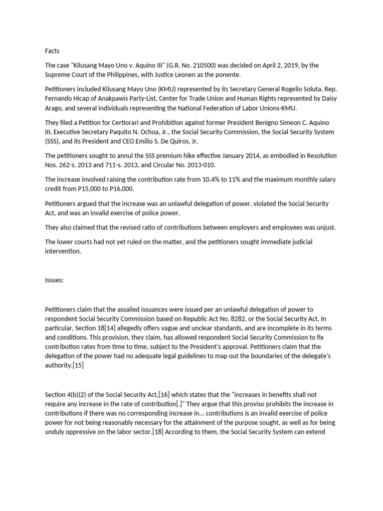 Kilusang Mayo Uno vs. Aquino | PDF