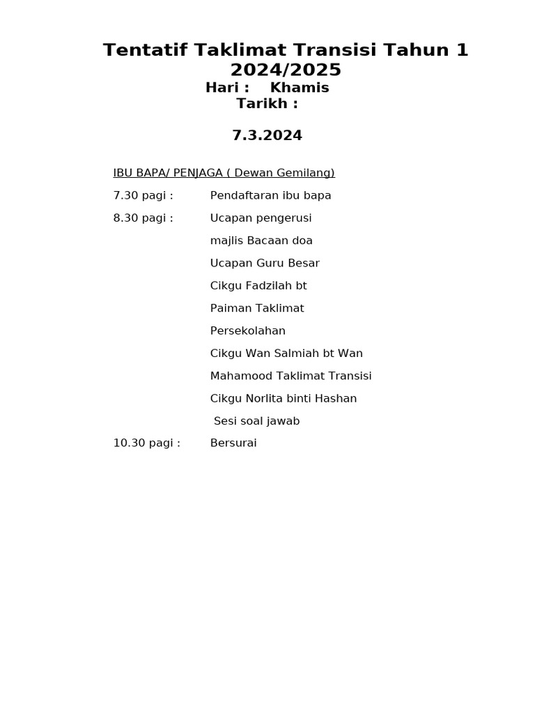 Ajk Taklimat Transisi 24 | PDF
