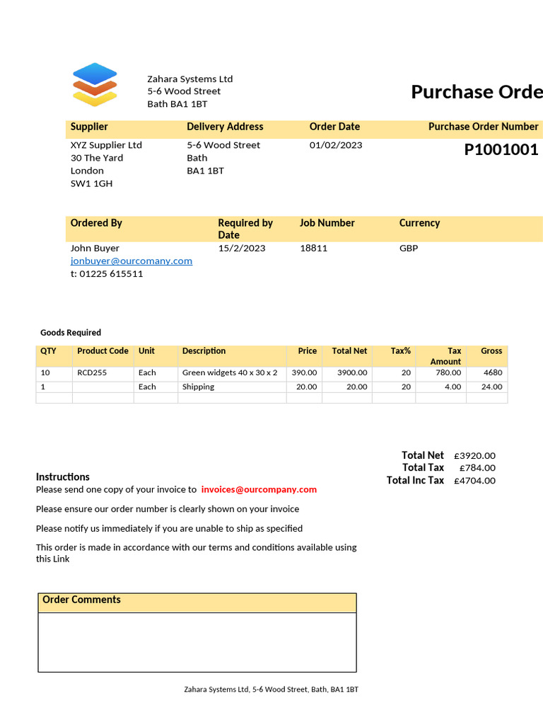Purchase Order Template | PDF