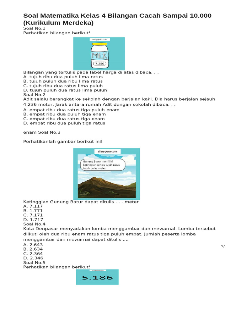 Matematika Kelas 4 Bilangan Cacah | PDF