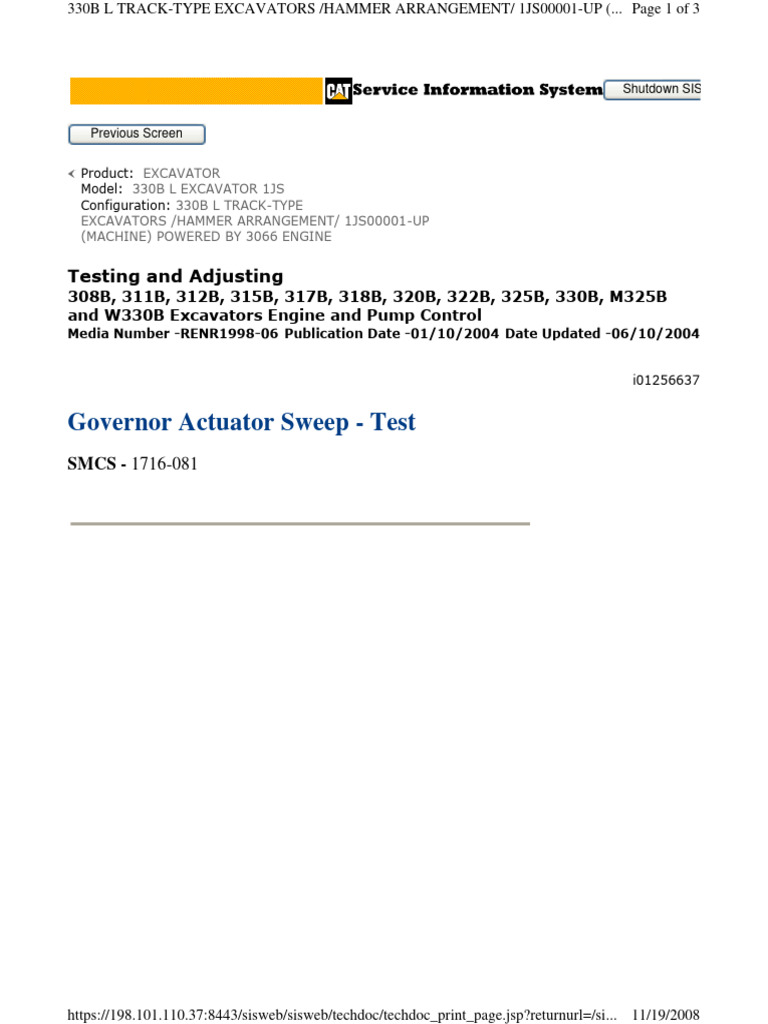 Governor Actuator Sweep Test | PDF
