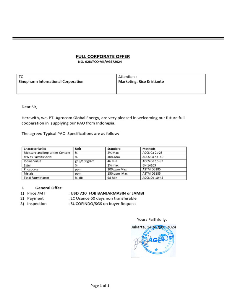 Full Corporate Offer: TO Attention | PDF