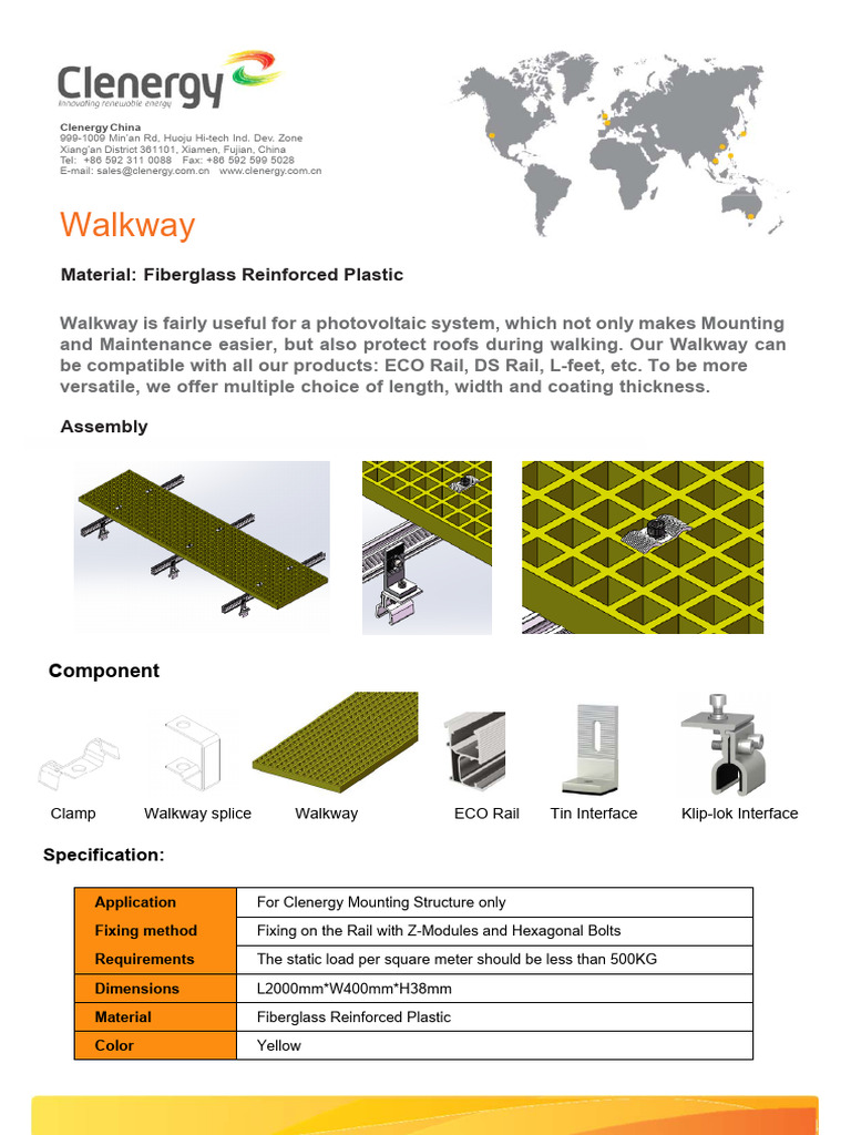 Clenergy PV EzRack Walkway Datasheet 03032021 | PDF