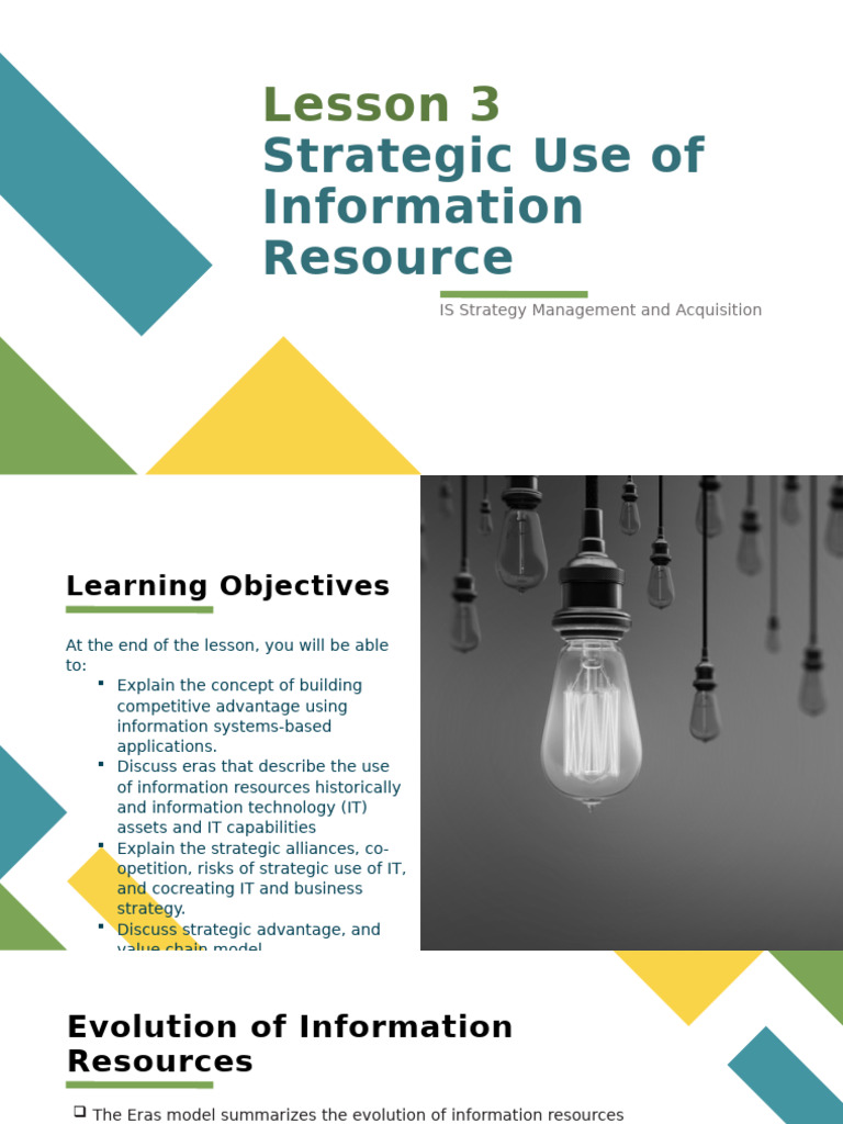 Module 1 Lesson 3 - Strategic Use of Information Resource | PDF