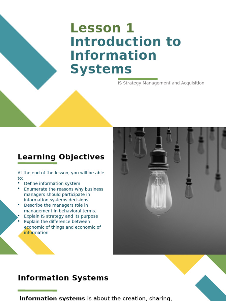 Module 1 Lesson 1 - Introduction To Information Systems | PDF