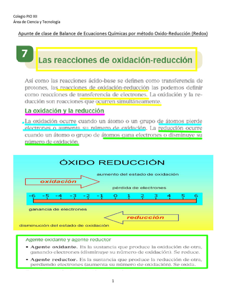 Apunte REDOX | PDF | Redox | Compuestos químicos