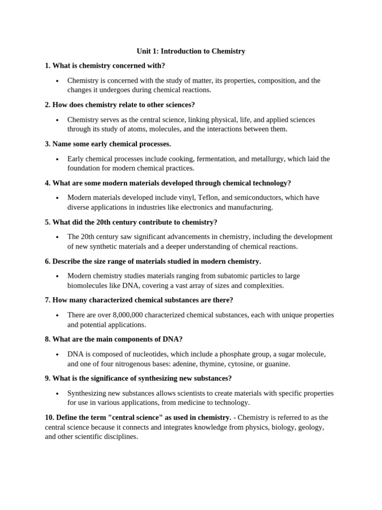 Elementary Chemistry Unit 1-8 | PDF