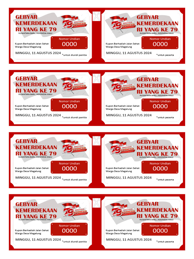 Kupon Jalan Sehat HUT RI Ke 79 Tahun 2024 | PDF