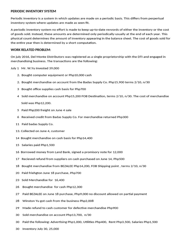 Periodic Inventory System | PDF