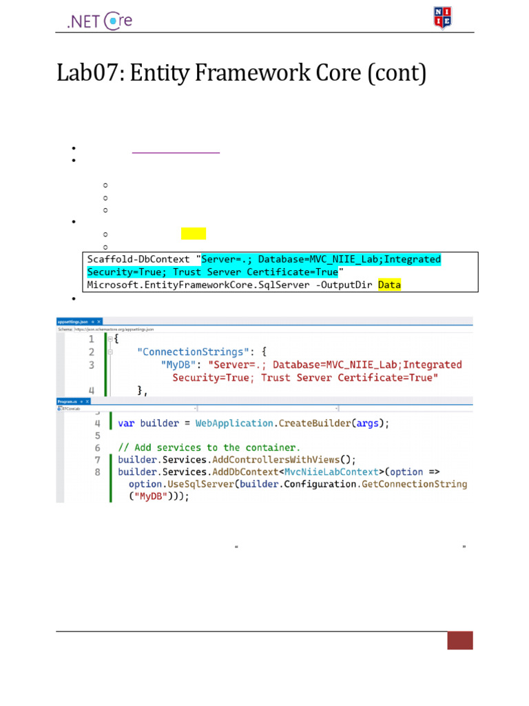 ASPCore-Lab07 EFCore Exercise | PDF