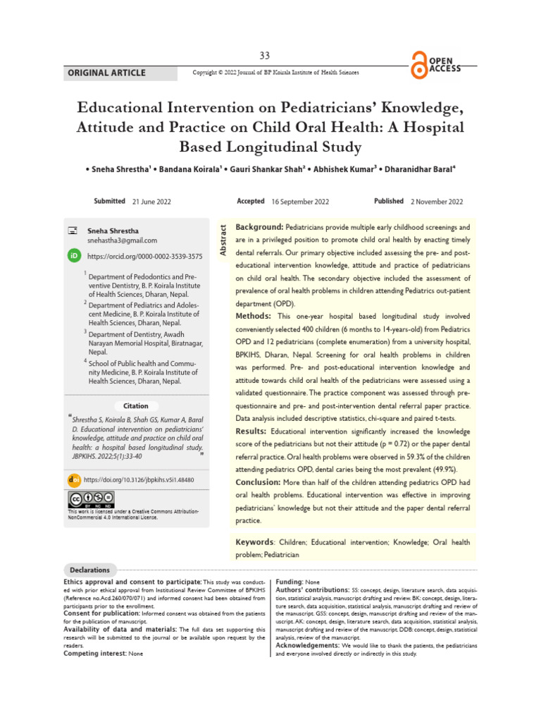 Educational Intervention On Pediatricians Knowled | PDF