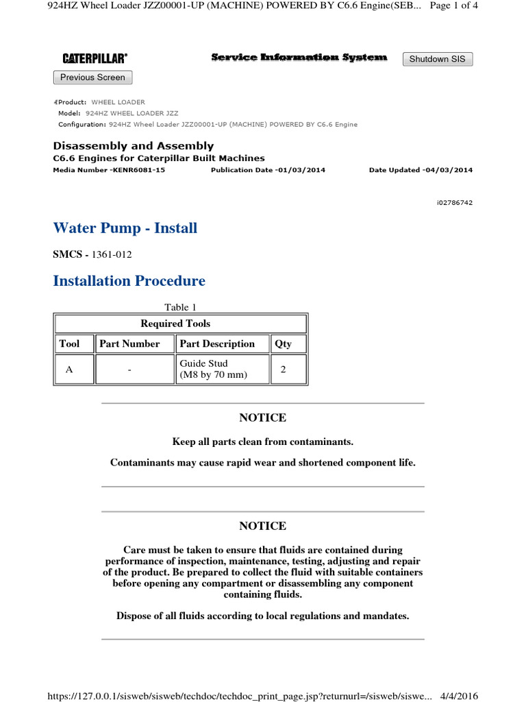 Water Pump Install | PDF