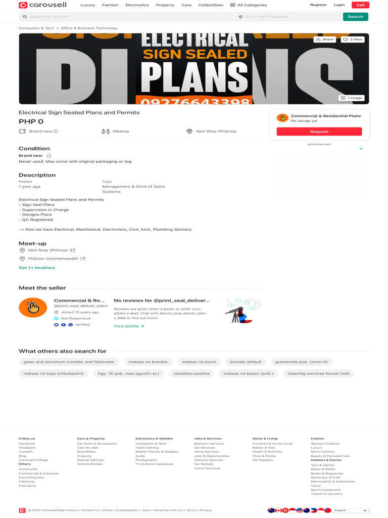 Electrical Sign Sealed Plans and Permits, Computers & Tech, Office & Business Technology On ...