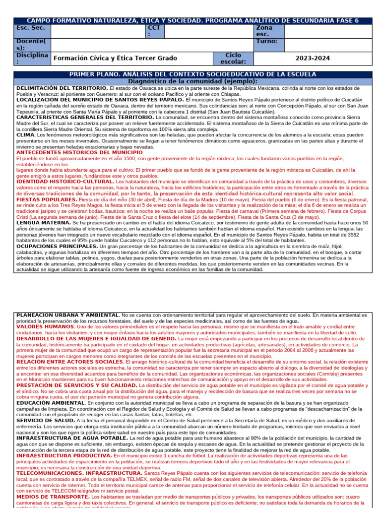 Programa Analítico Formación Cívica 3° | PDF