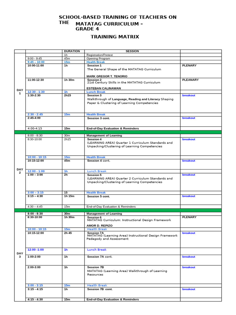 Grade 4 Matrix | PDF