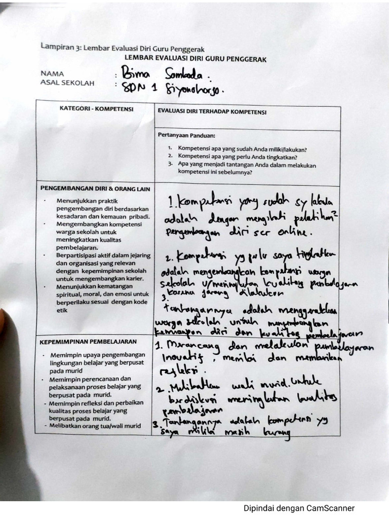 Lembar Evaluasi Diri CGP | PDF