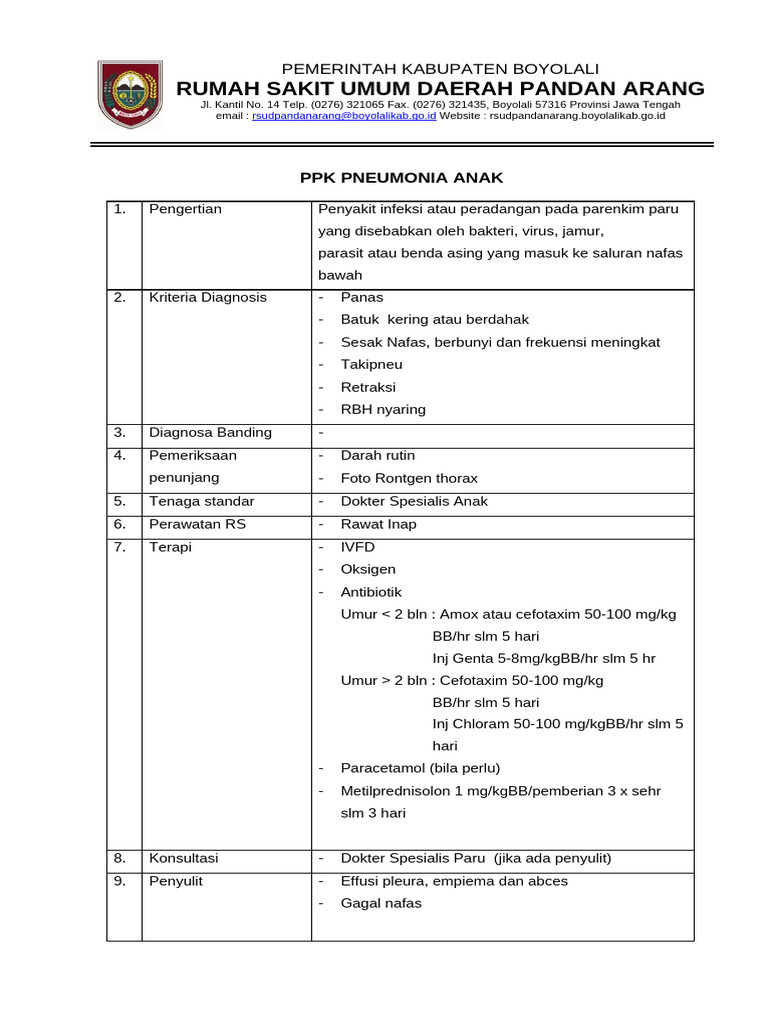 PPK Pneumonia Anak | PDF