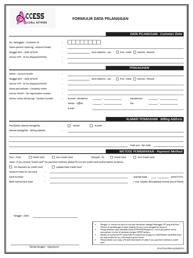 Cp-Formulir Perubahan Data Pelanggan | PDF