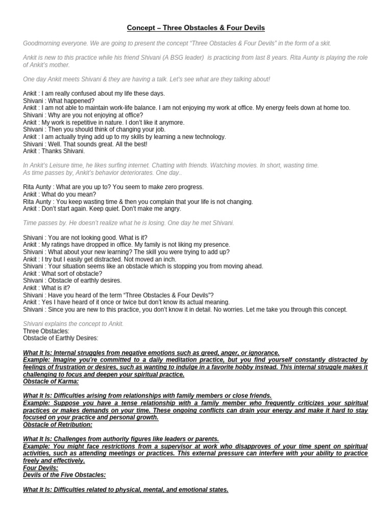 Concept - Three Obstacles & Four Devils | PDF