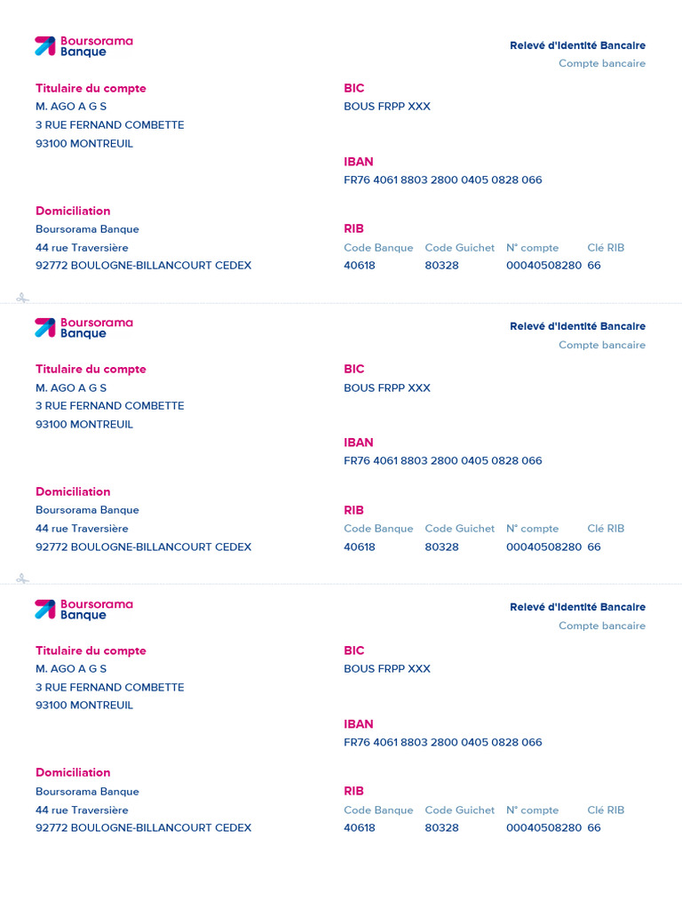 Rib Boursorama Banque | PDF